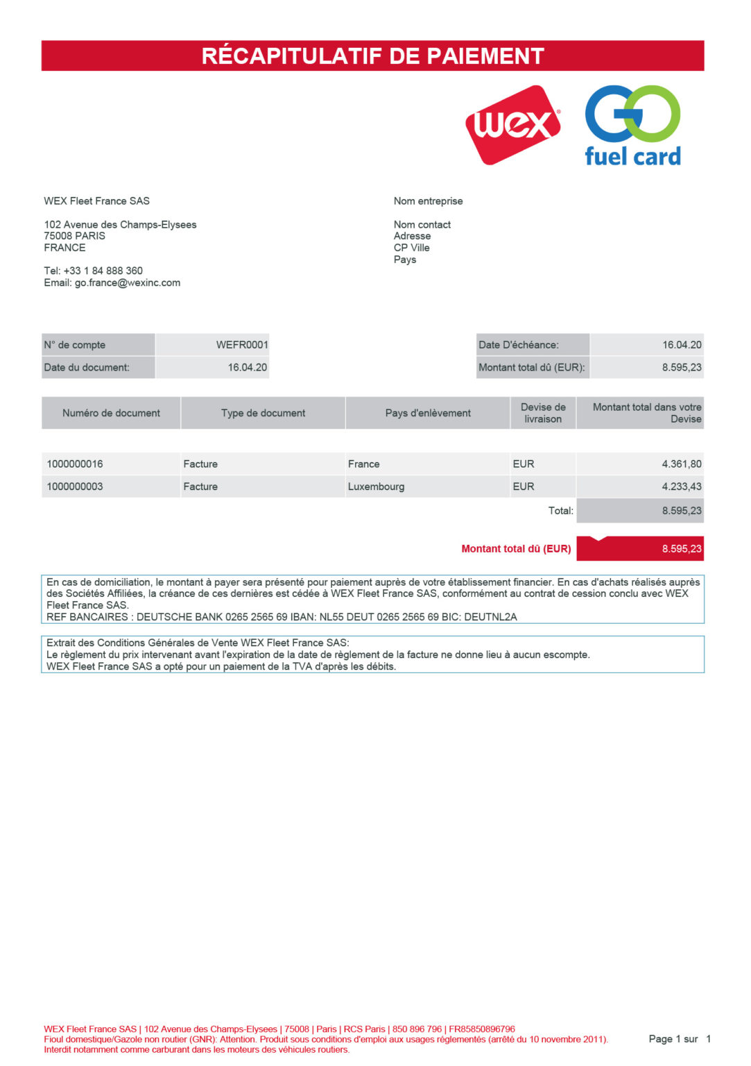 Un meilleur aperçu via nos nouvelles factures - GO fuel card